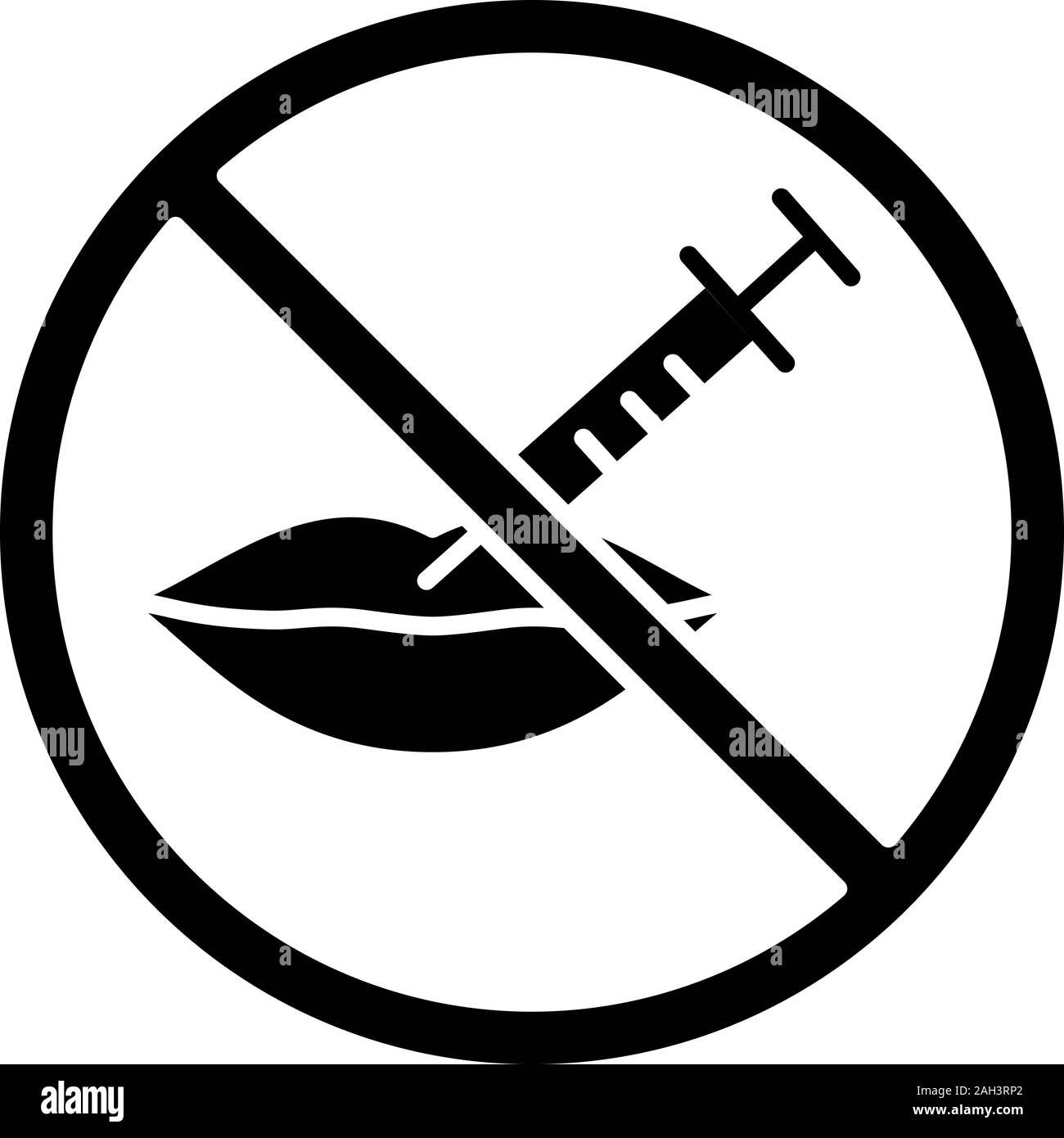 Interdiction d'injection lèvres neurotoxine icône glyphe. Arrêter l ...