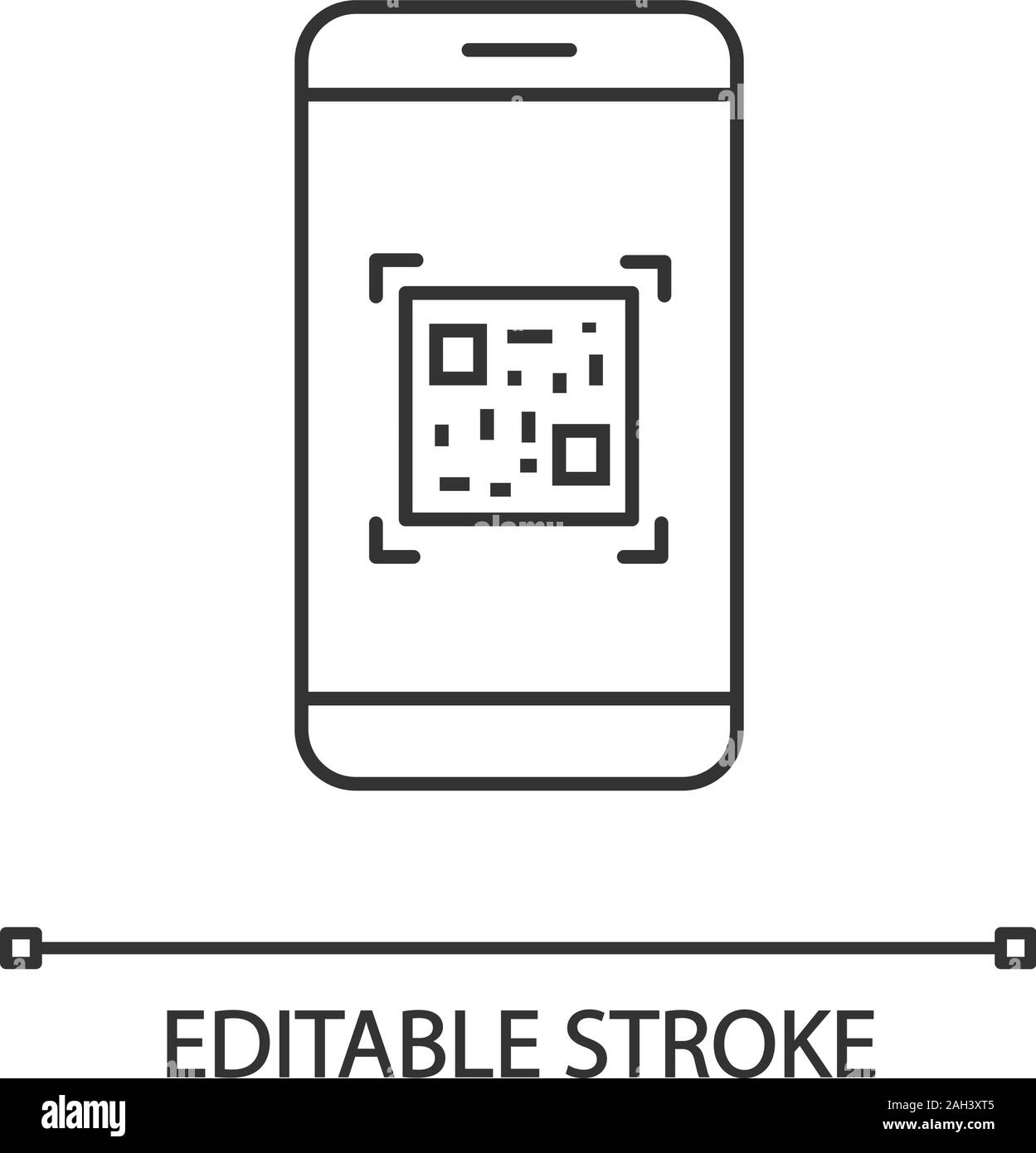 La lecture de codes QR app smartphone icône linéaire. Lecteur de codes ...