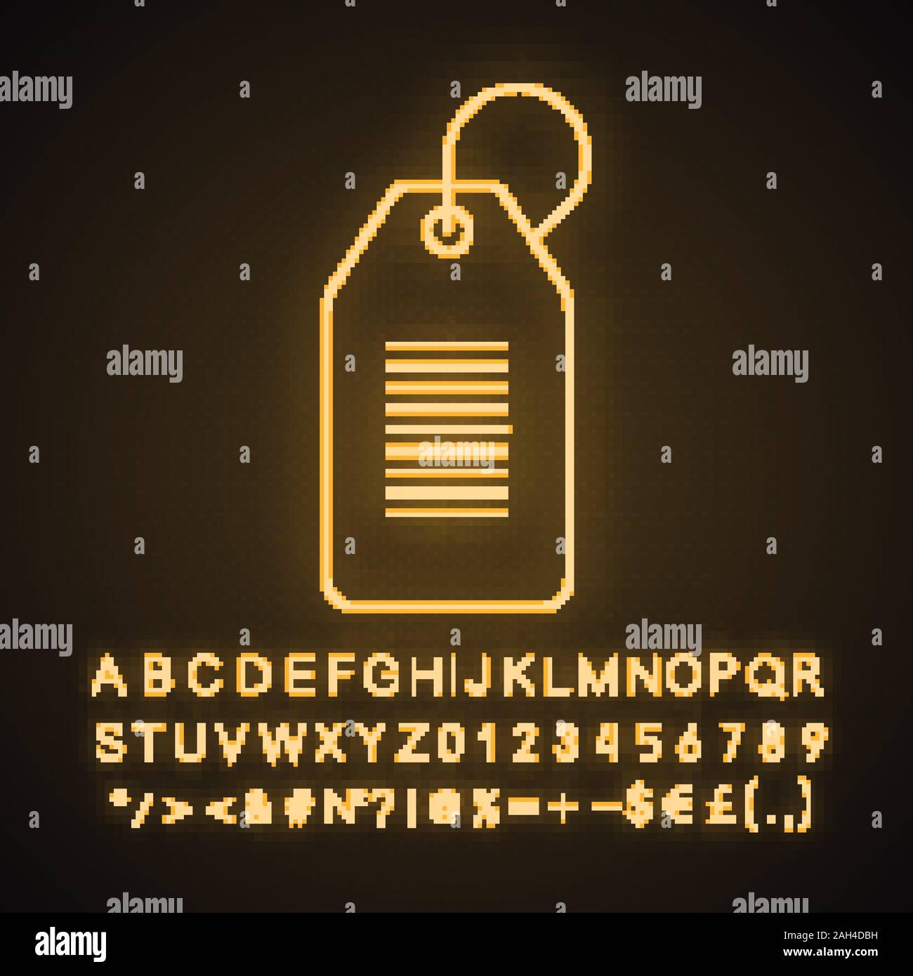 L'icône de l'étiquette à code-barres de lumière néon. Code barres ...