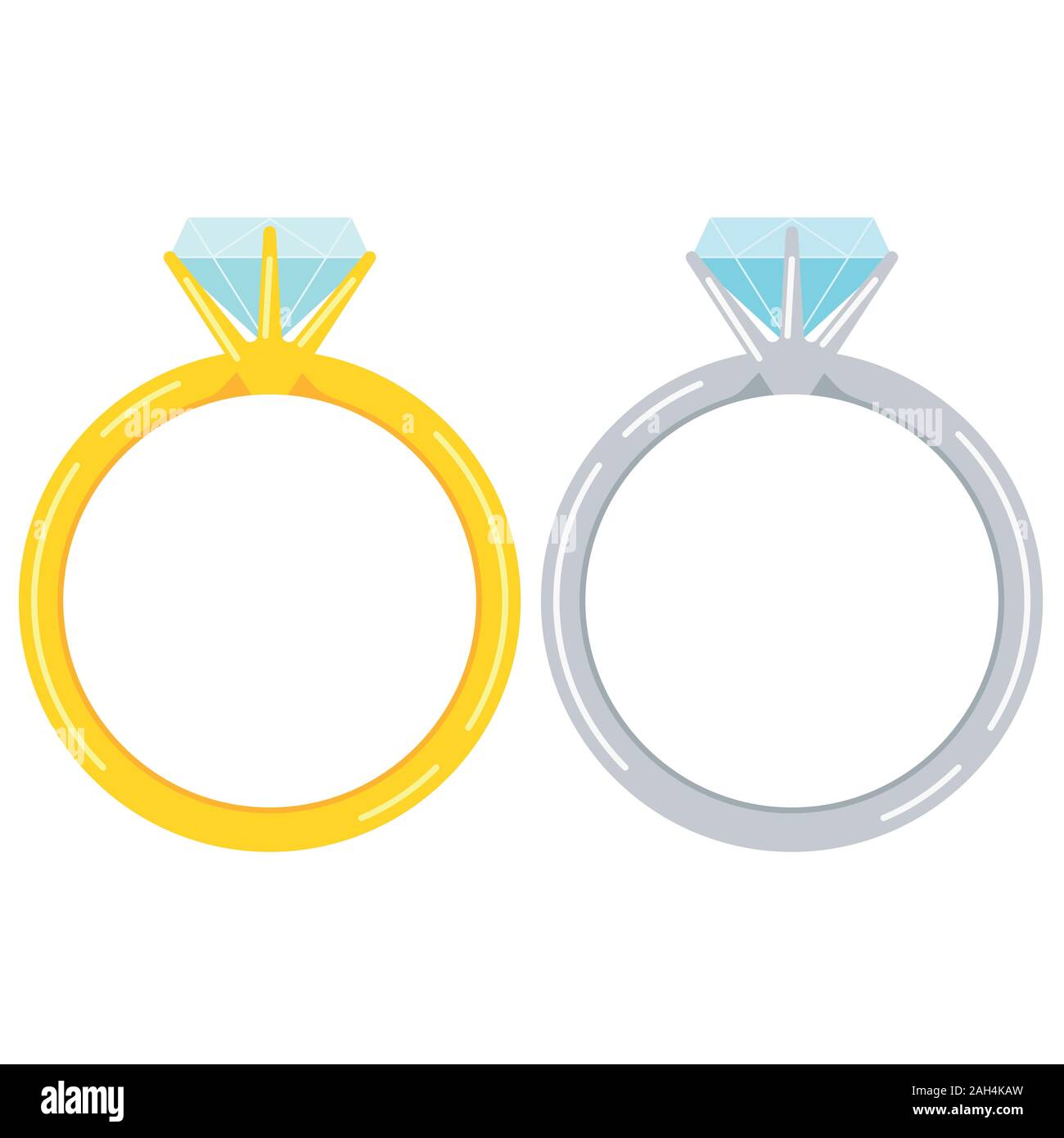 Or l'engagement et l'anneau d'argent ou de platine avec un diamant fixé ...