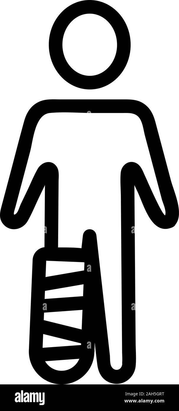Le plâtre sur la jambe de l'icône vecteur. Illustration symbole contour ...