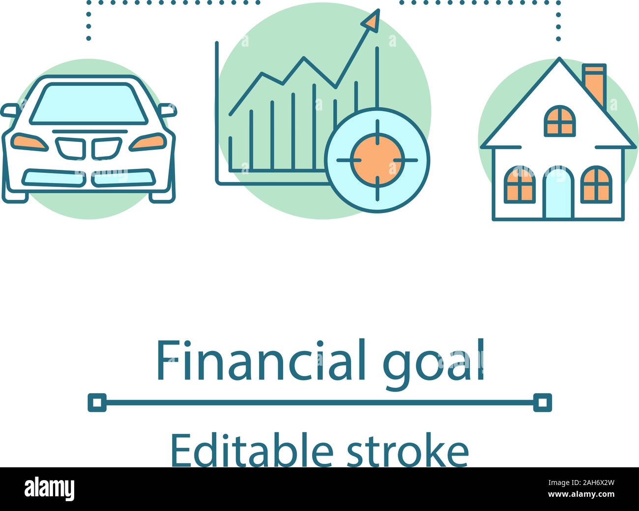 Concept d'objectifs financiers de l'icône. La richesse et la réussite ...