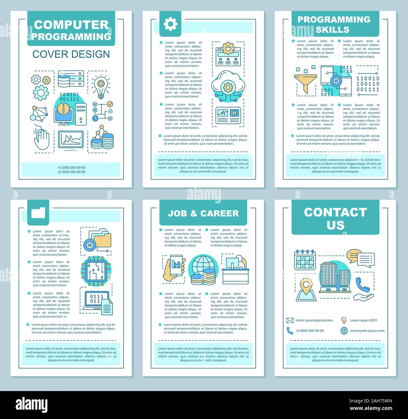 Modèle de brochure de programmation informatique mise en page. Le développement de logiciels ...
