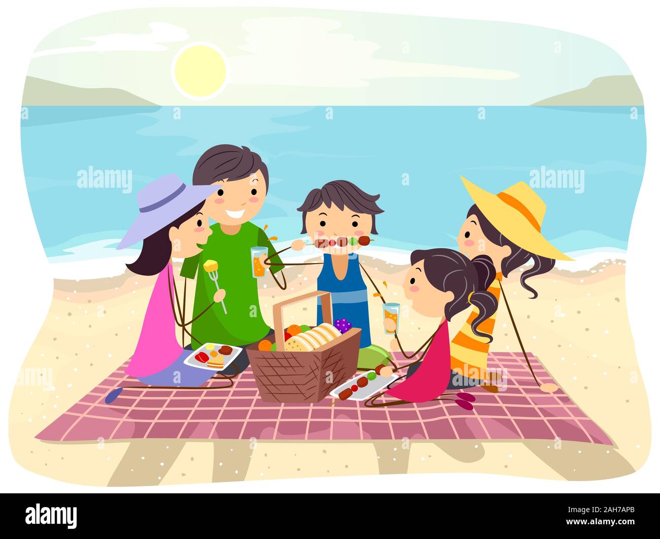 Illustration d'un Stickman Family Eating et faire un pique-nique à la ...