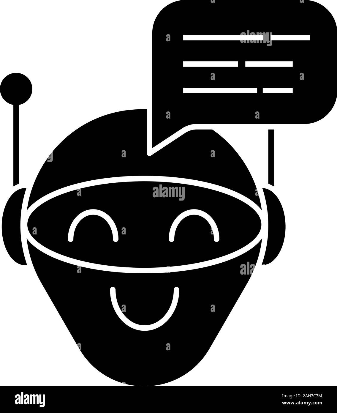 Message Chatbot Icône Glyphe Talkbot Robot Moderne Rire Android Chat Bot Assistant Virtuel