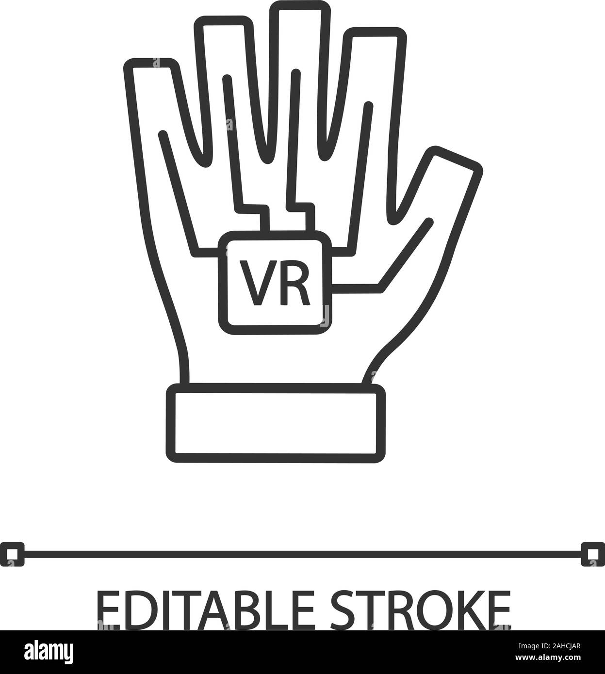 Gant VR icône linéaire. Fine ligne illustration. Gant haptique, filaire ...
