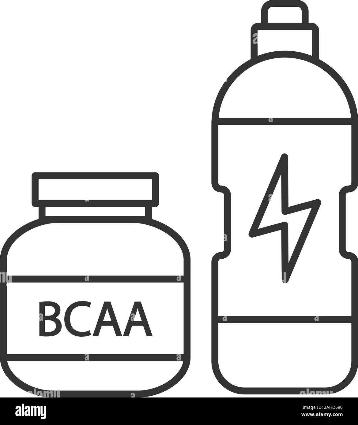 Supplément BCAA icône linéaire. La protéine de lactosérum. Fine ligne ...