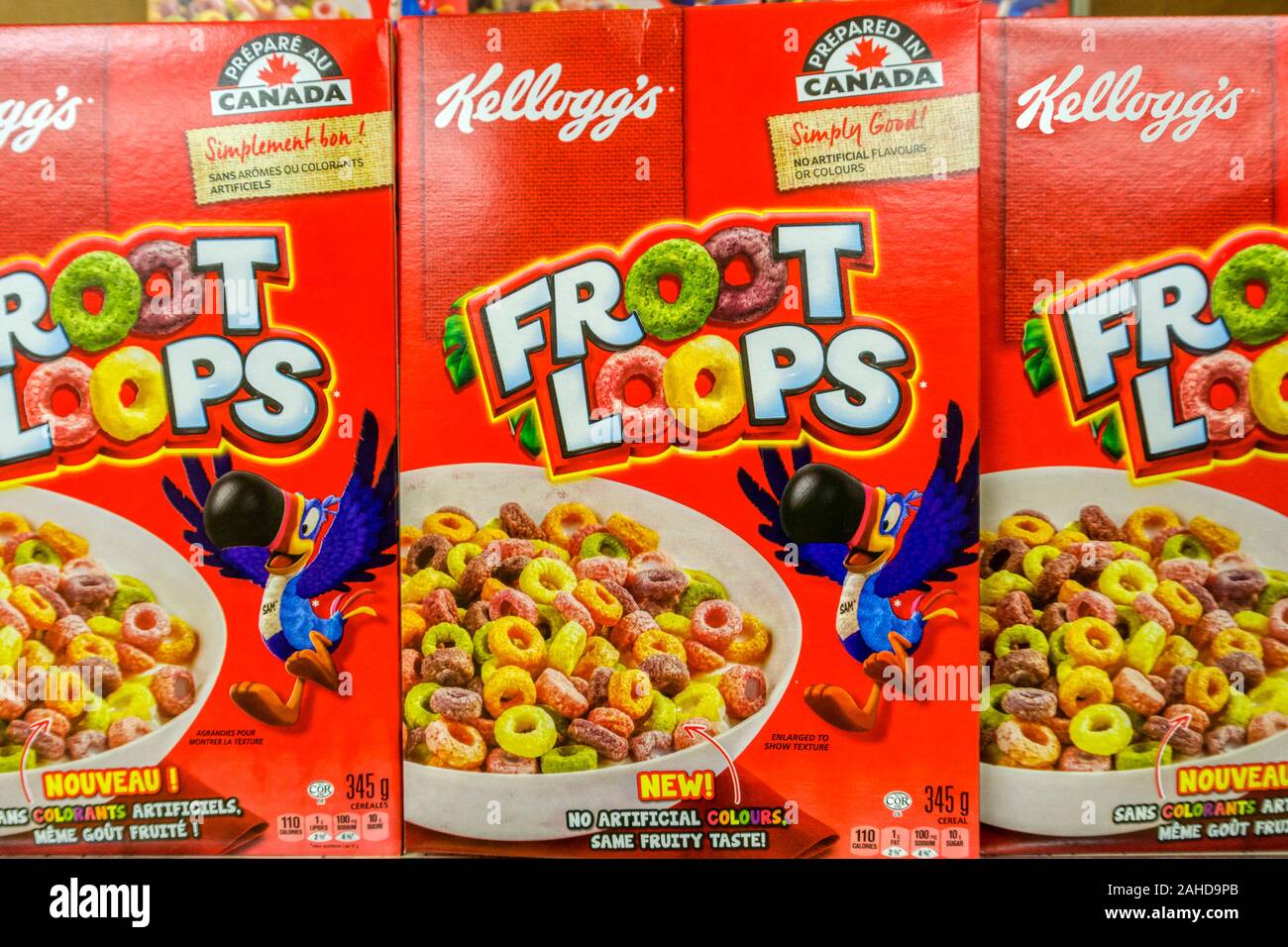Boîtes de céréales Froot Loops céréales petit déjeuner en vente sur les ...