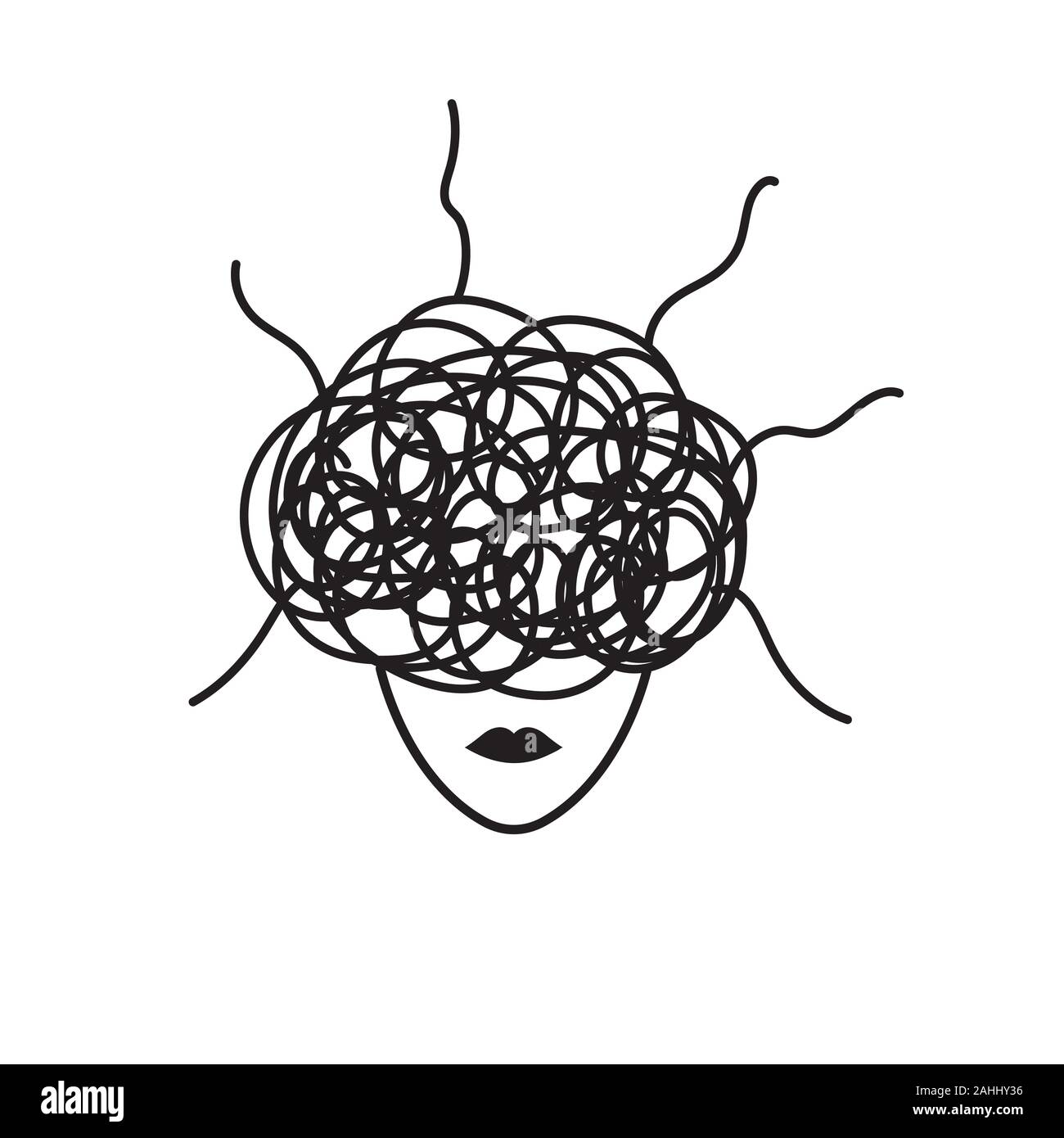 Symbole de l'anxiété, stress, femme au concept de l'anxiété, colère ...