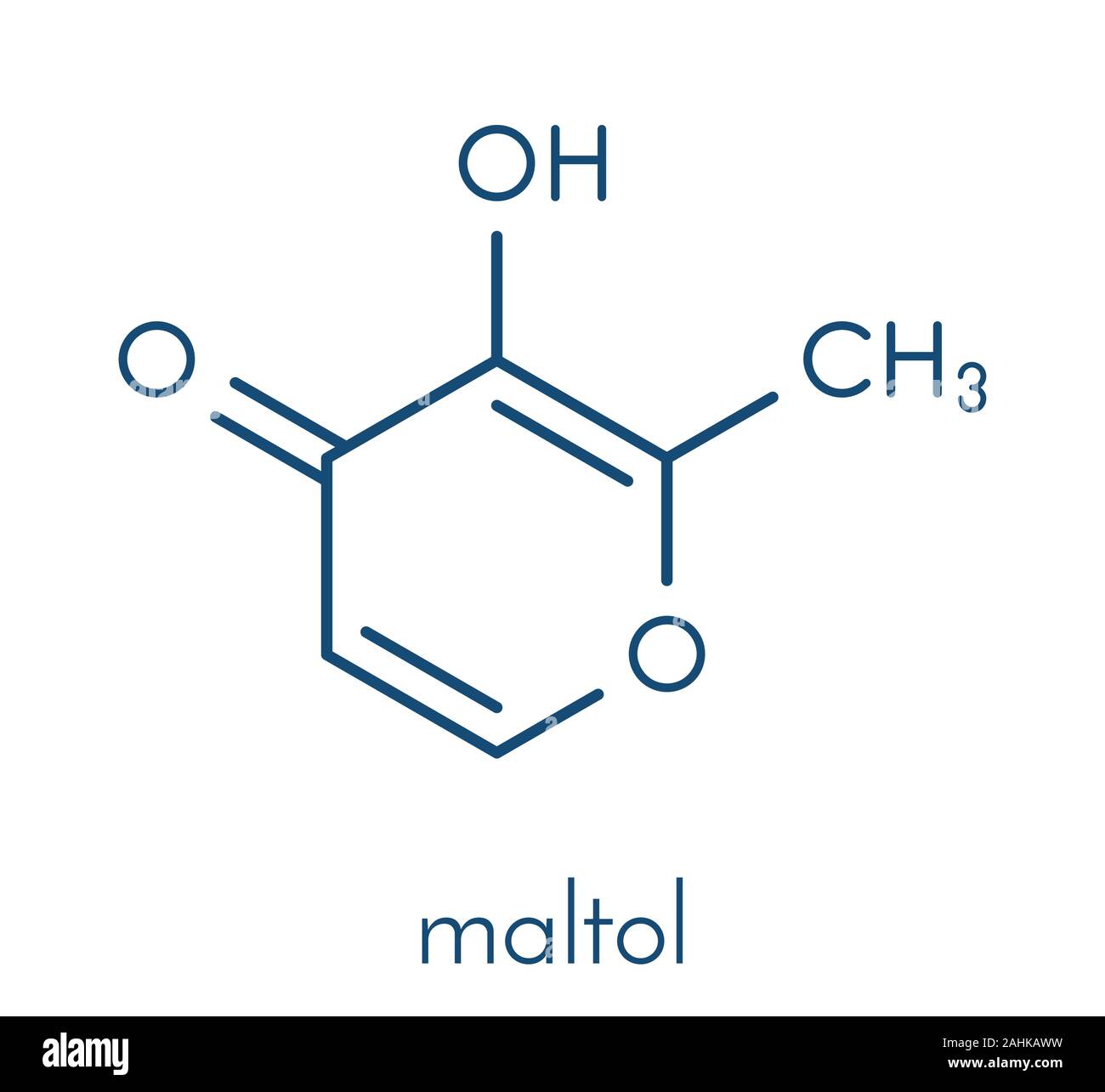 Le maltol molécule additif alimentaire (E636). Formule topologique ...