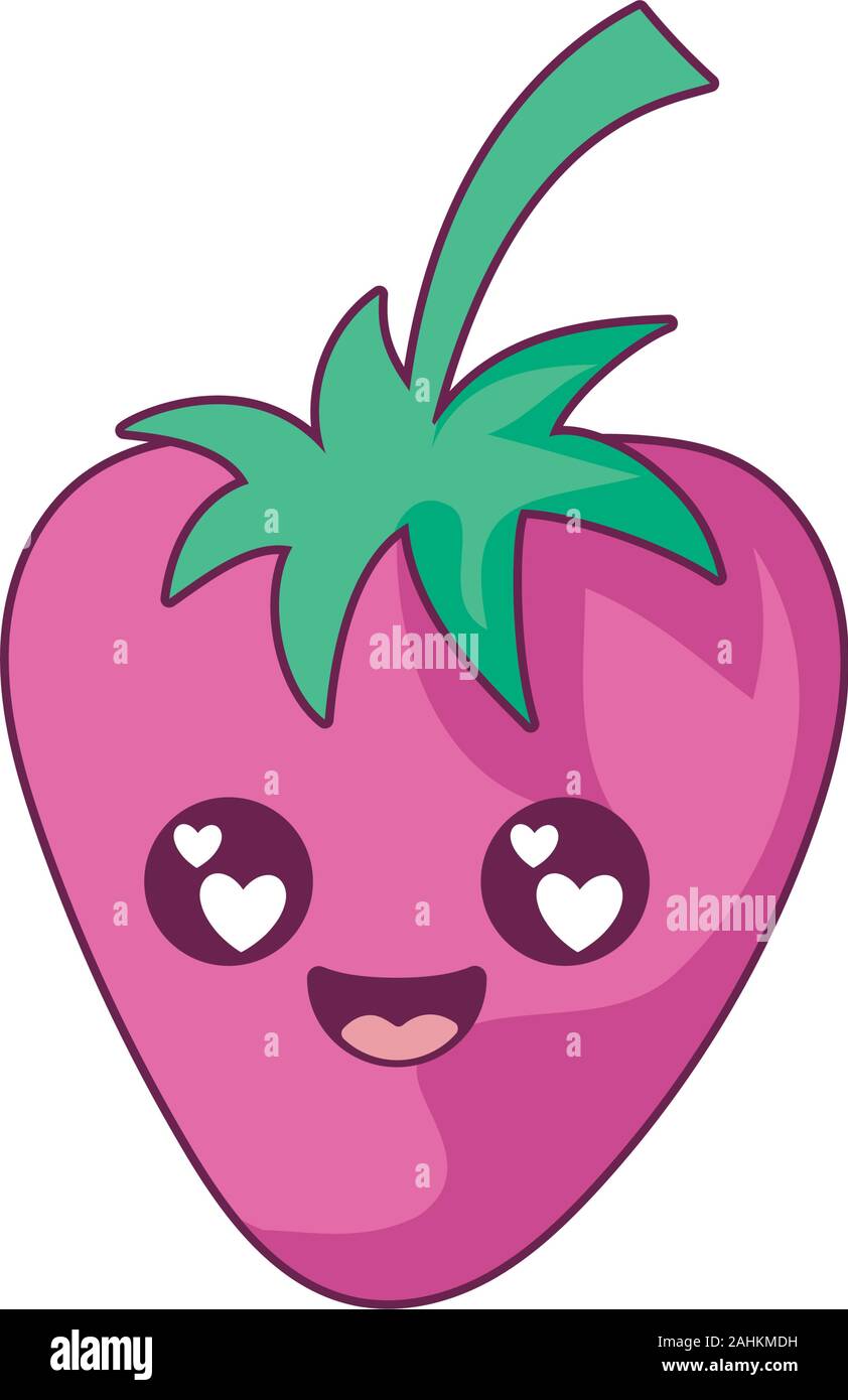 Conception, dessin animé de fraise Kawaii cute expression drôle de ...