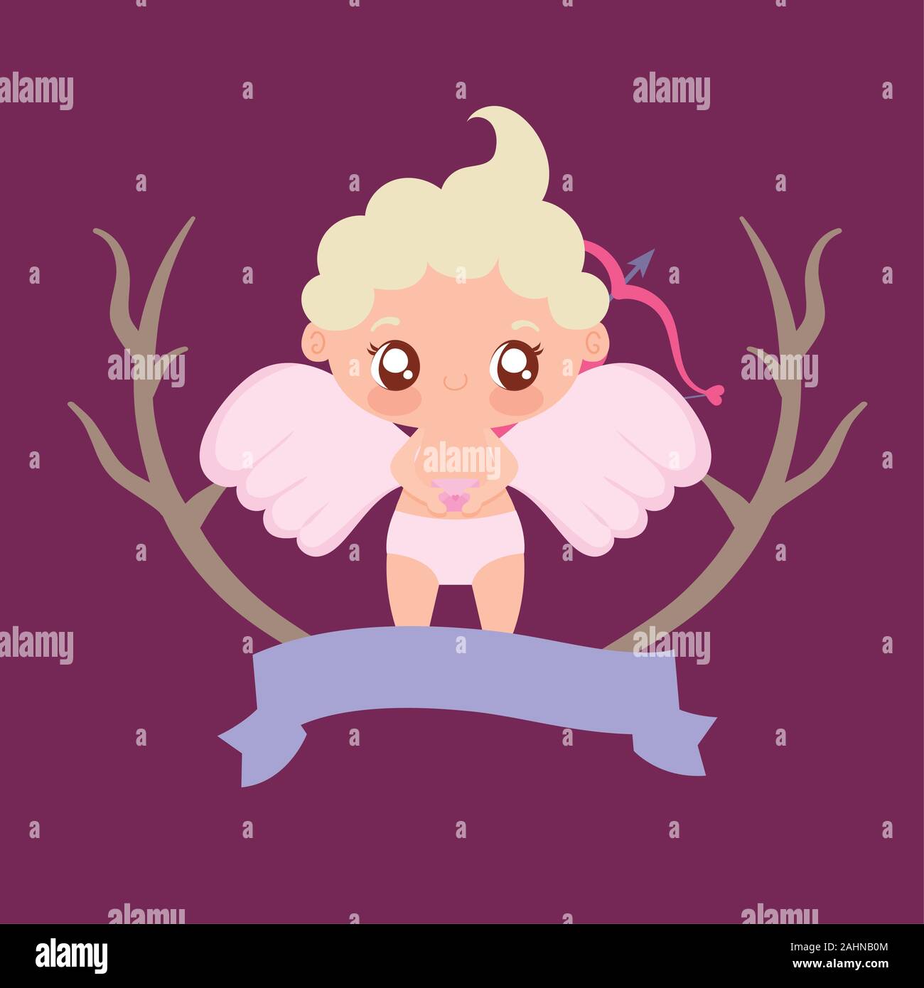 Design dessin animé bébé cupidon d'amour passion saint Valentin ...