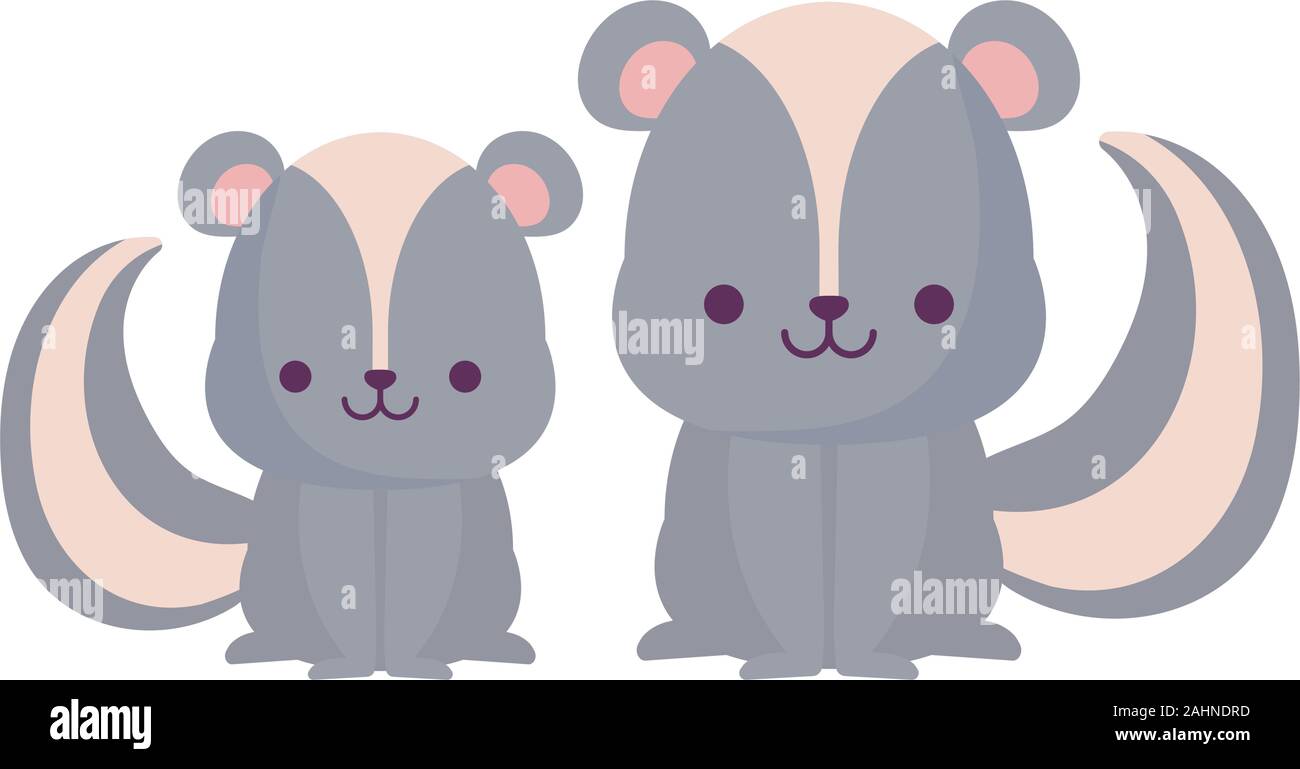 Les mouffettes, expression design dessins Kawaii mignon petit ...