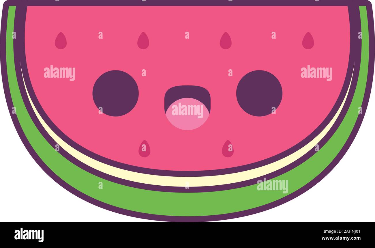 Fruits pastèque cartoon design, expression Kawaii mignon petit ...
