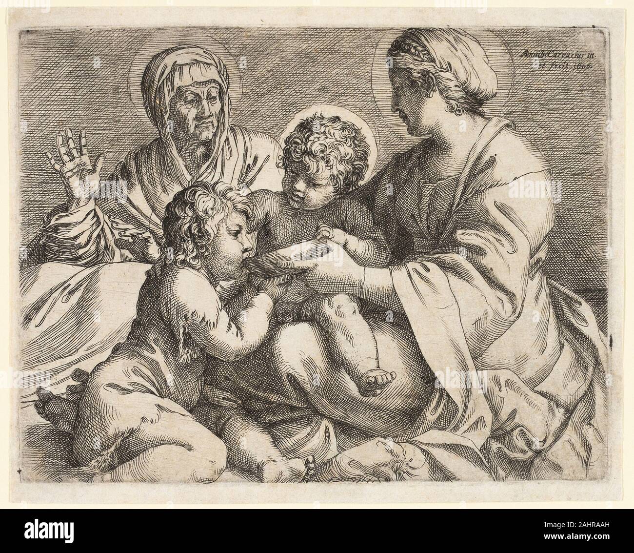 Annibale Carracci. La Madone et l'enfant avec les Saints Elizabeth et ...