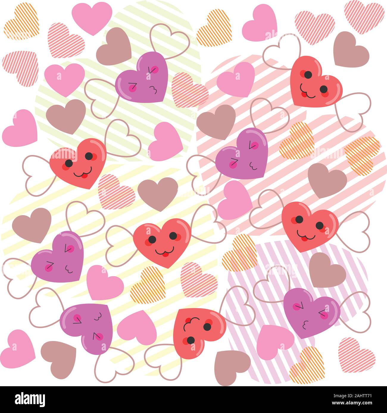 Illustration de cute cartoon coeurs avec Visages Image Vectorielle ...