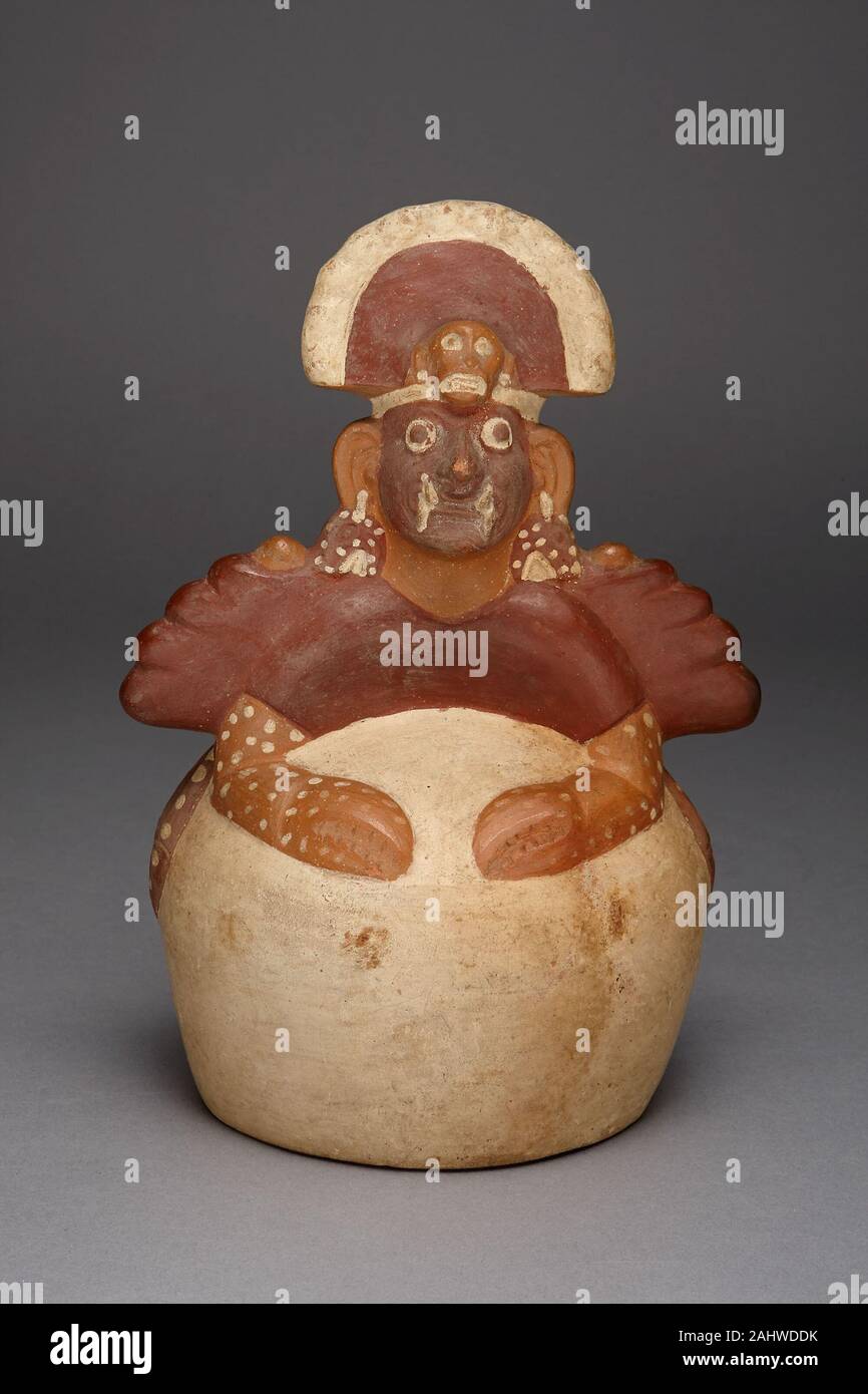 Mochicas. Navire avec un bec modélisé sous forme de figure, peut-être ...