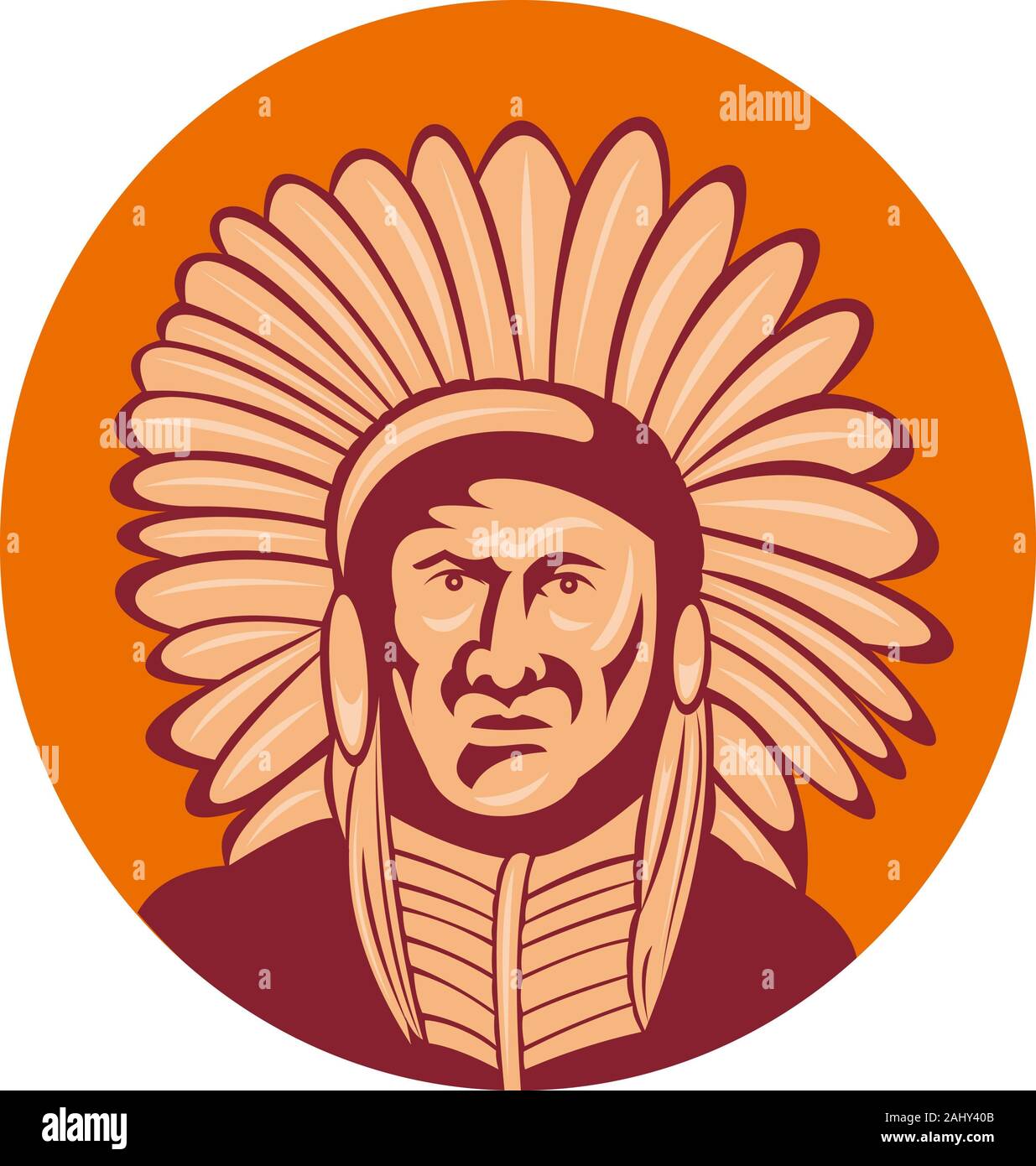 Indian Chief Front Profile Face