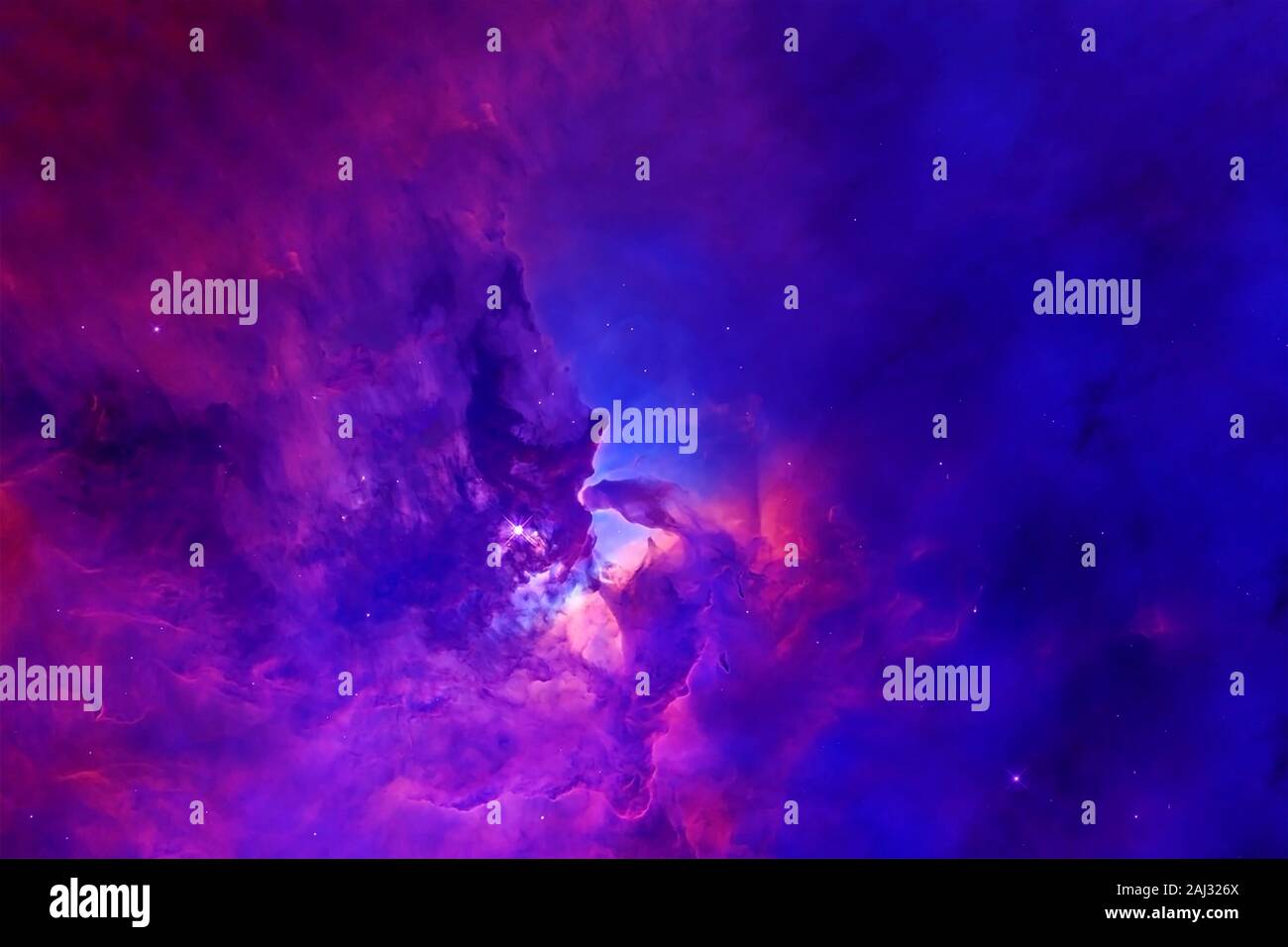 Une belle nébuleuse pink-bleu dans l'espace lointain. Les éléments de ...