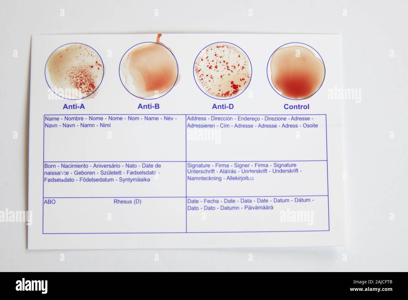 Carte de groupe sanguin Banque de photographies et d’images à haute ...