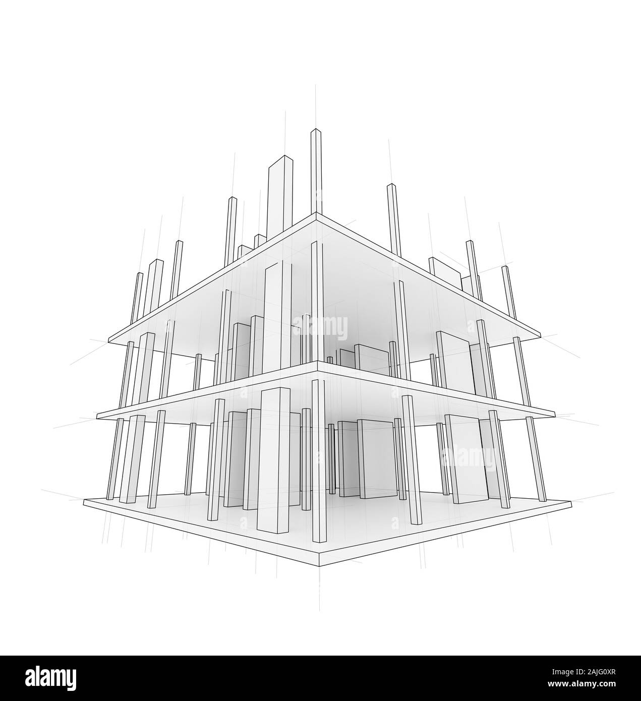 Dessin ou croquis d'une maison en construction. Site de construction ...
