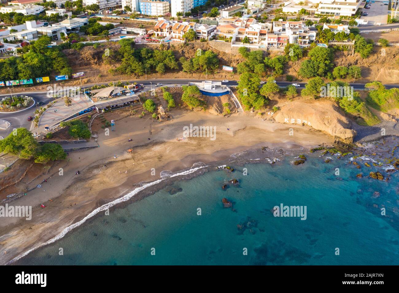 Vue aérienne de Quebra Canela Kebra Kanela - plage de Praia - Santiago ...