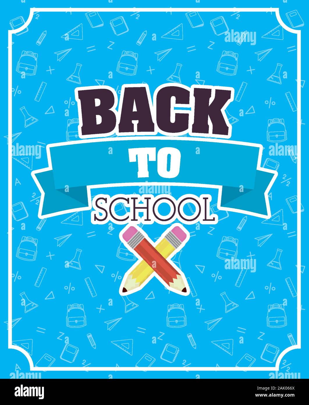 Carte de la rentrée avec des crayons de couleurs Image Vectorielle ...