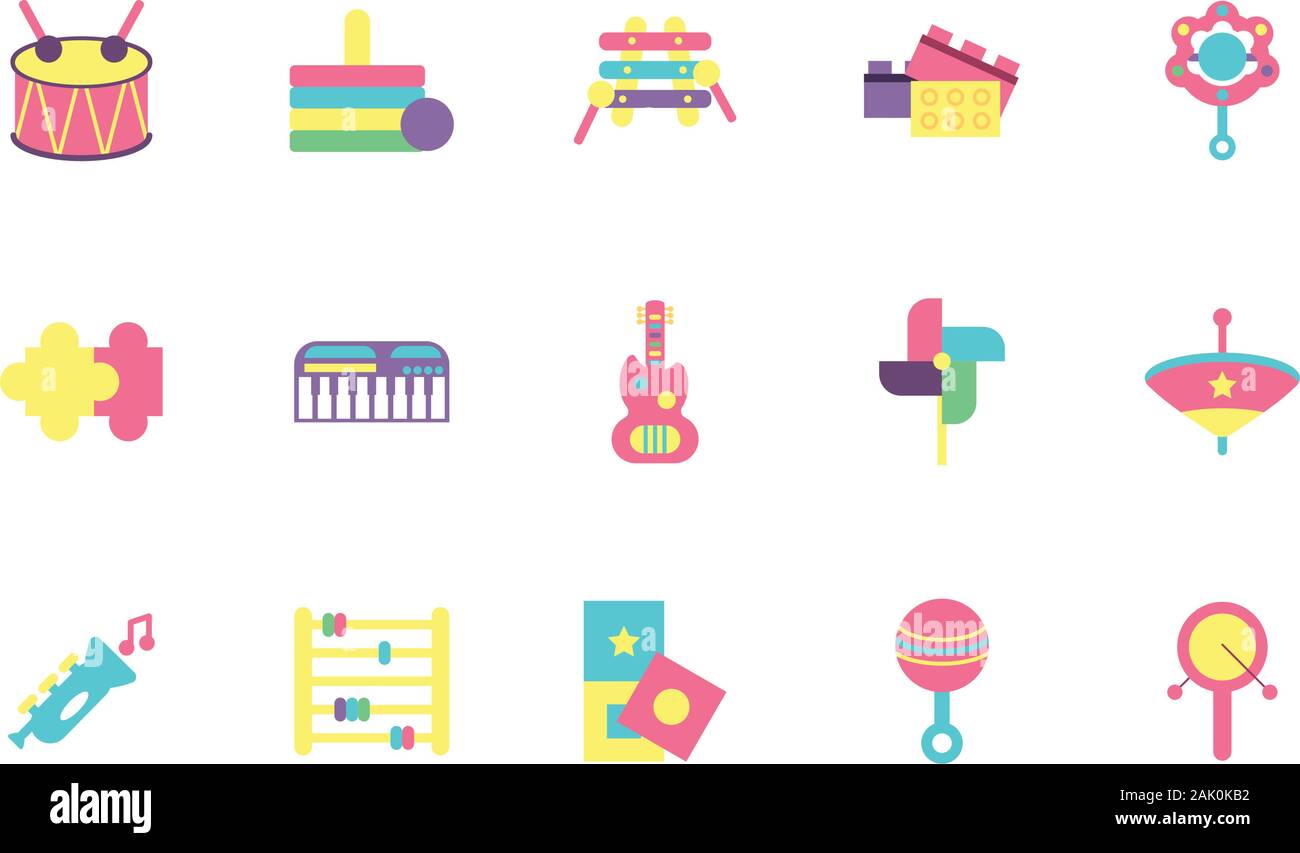 L'icône de jouets design d'un jeu d'enfant amusant jeu d'objets cadeaux ...