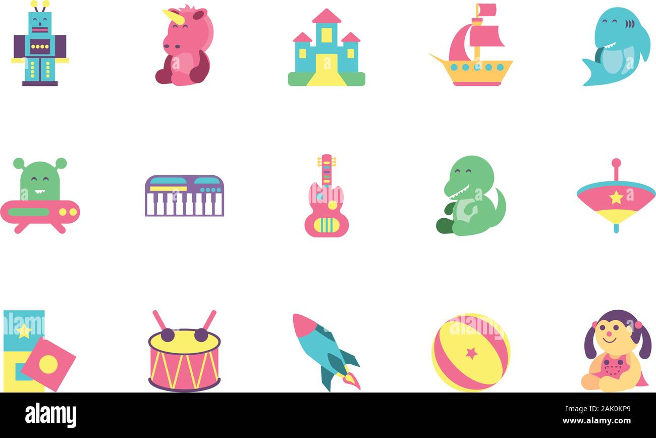 L'icône de jouets design d'un jeu d'enfant amusant jeu d'objets cadeaux ...