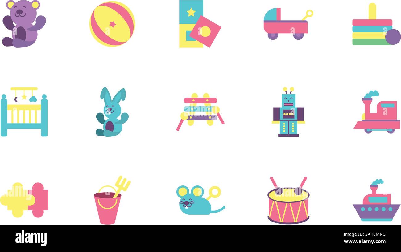 L'icône de jouets design d'un jeu d'enfant amusant jeu d'objets cadeaux ...
