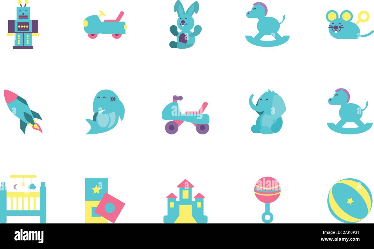 L'icône de jouets design d'un jeu d'enfant amusant jeu d'objets cadeaux ...