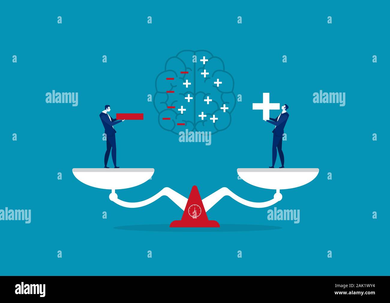 Portrait de la pensée positive et négative concept vector illustration ...
