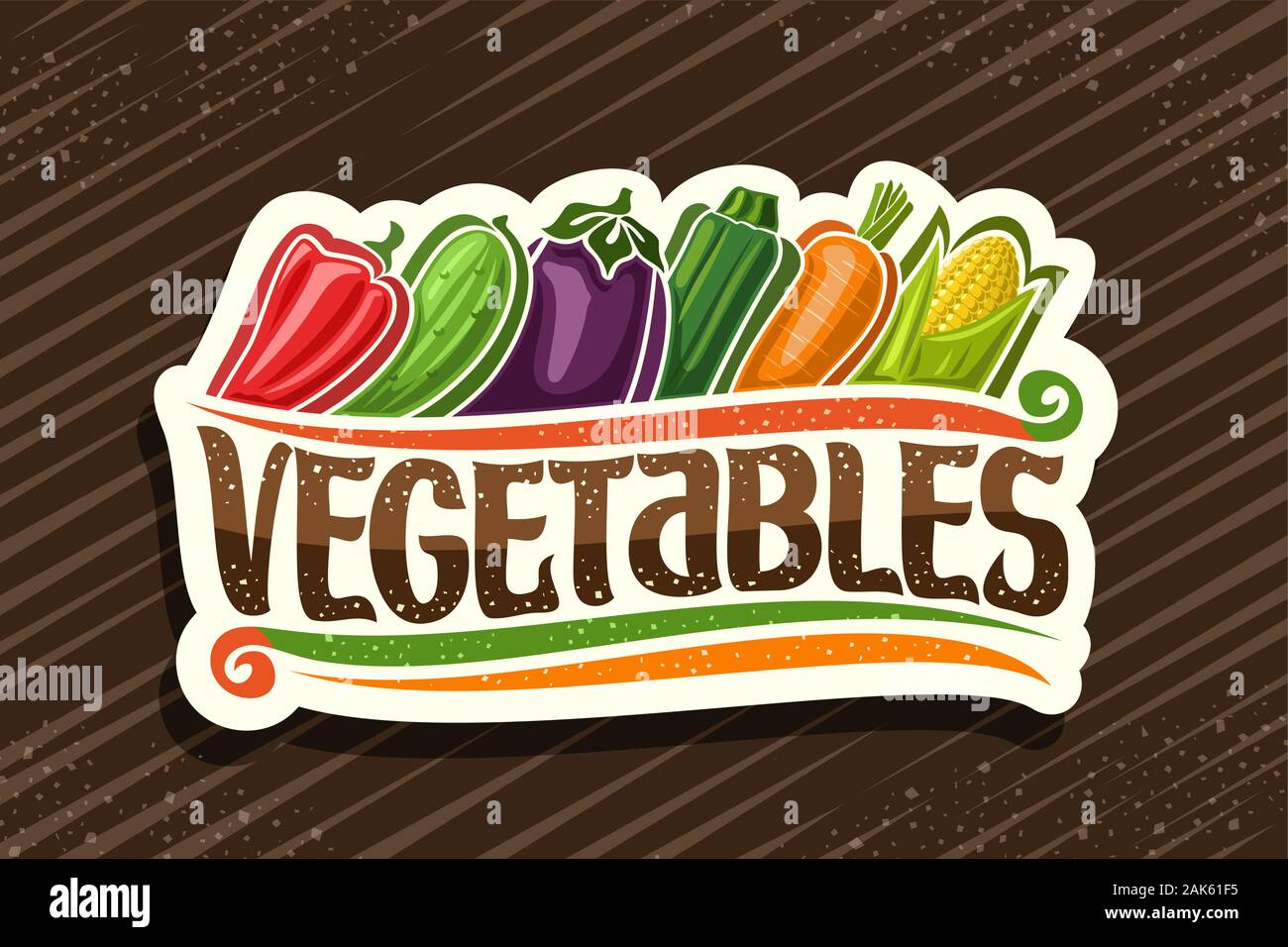 Logo Vector pour les légumes frais, couper le papier tag avec ...