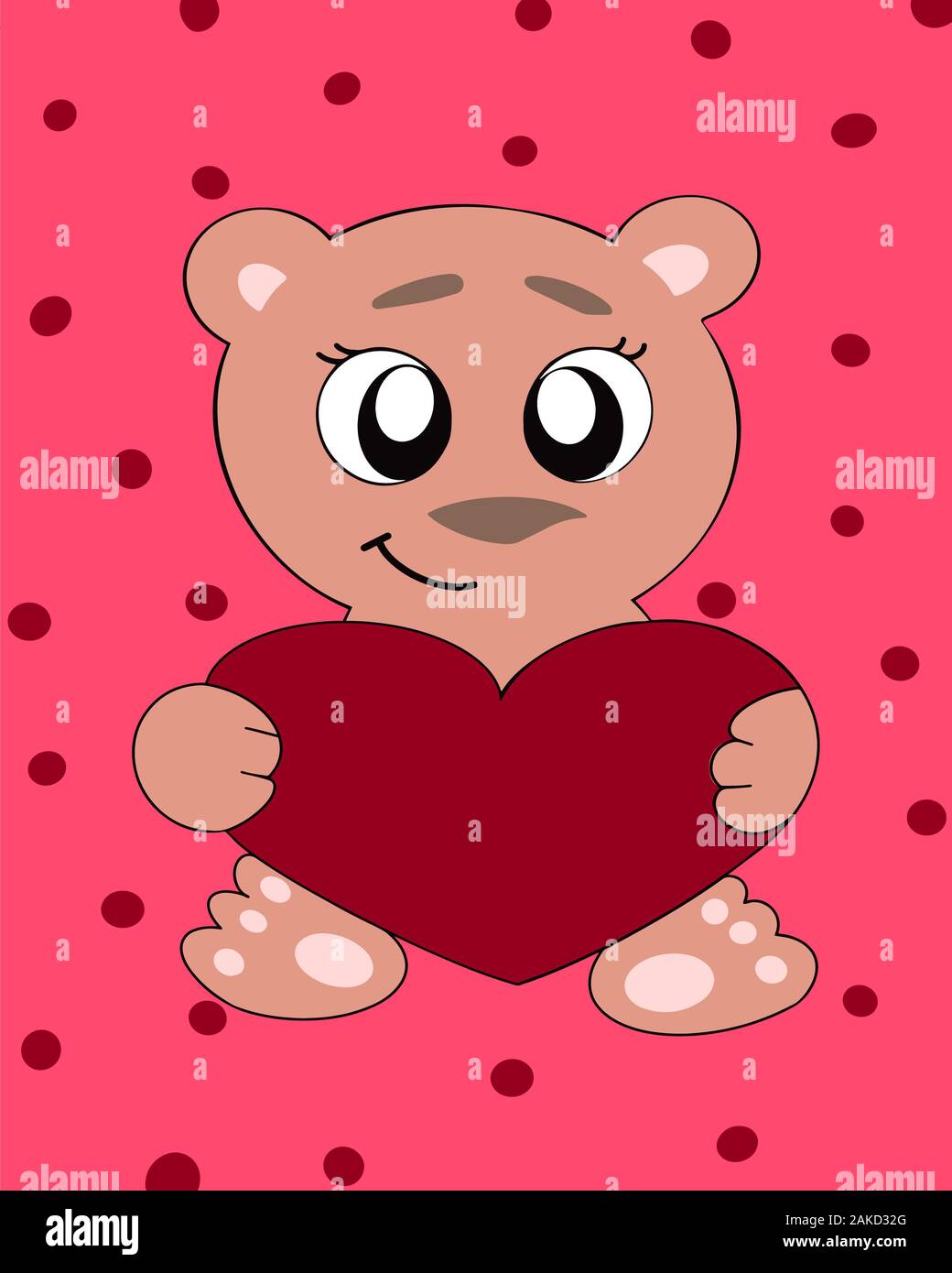 Illustration d'un mignon petit ours avec de grands yeux et un cœur dans ... Illustration d'un mignon petit ours avec de grands yeux et un cœur dans ...