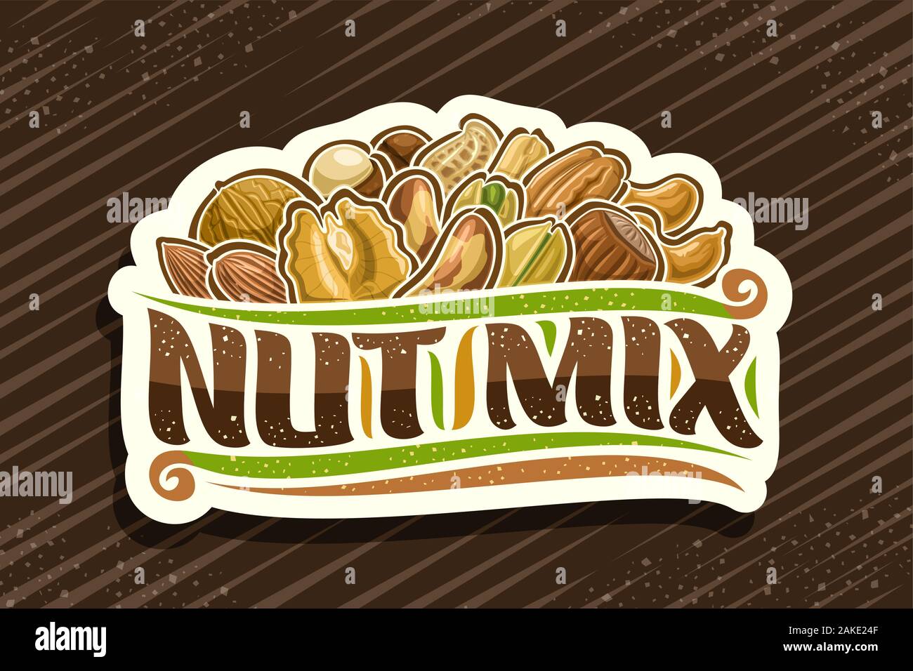 Logo Vector pour écrou Mix, couper le papier décoratif tag avec ...
