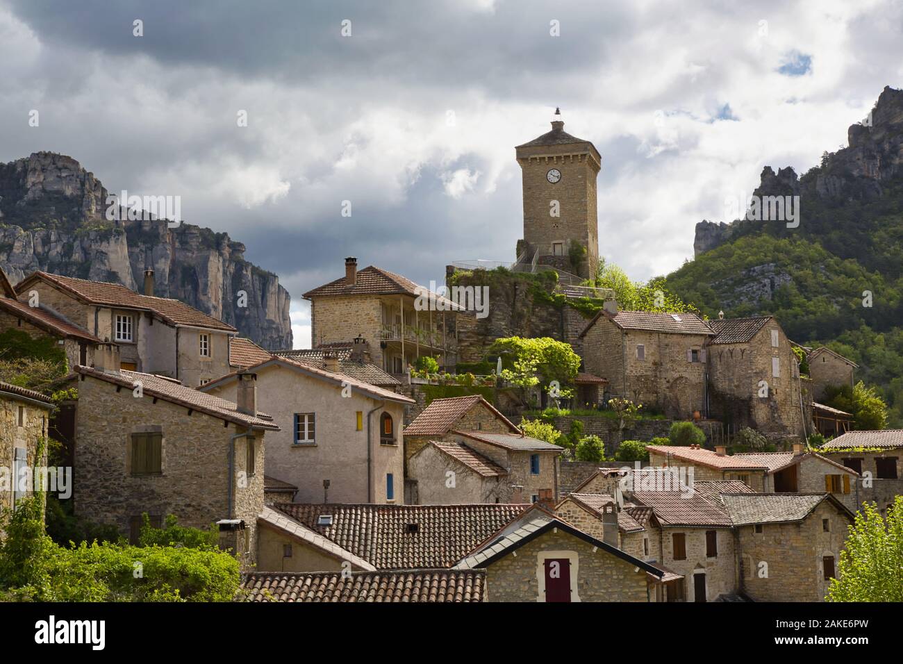 Peyreleau, un village de la gorge du Tarn, Aveyron, France, a marqué ...