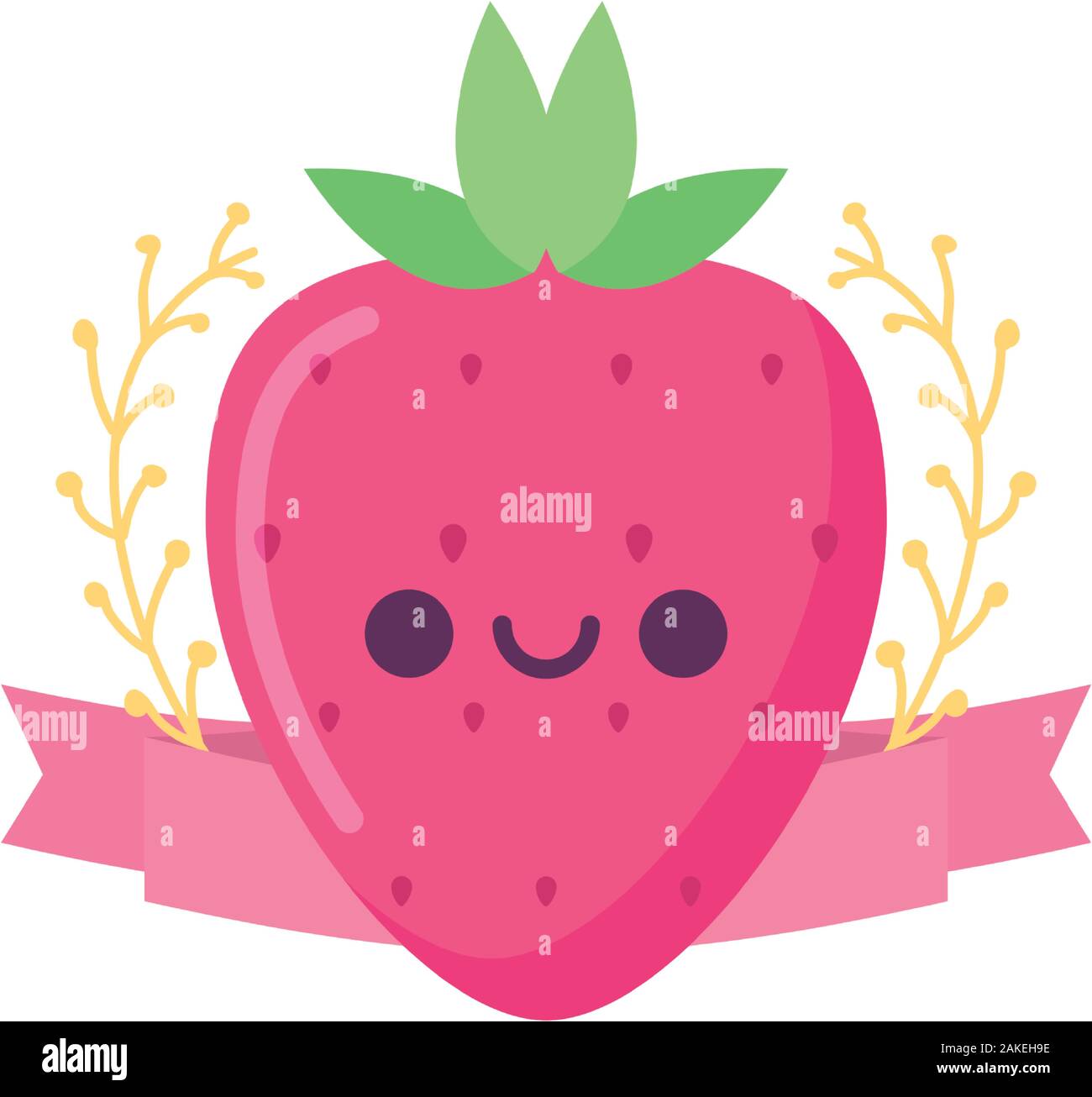 Conception, dessin animé de fraise Kawaii cute expression drôle de ...