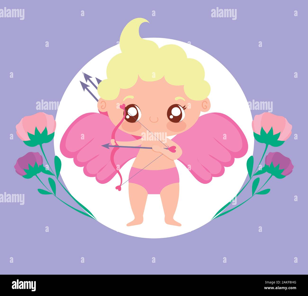 Design dessin animé bébé cupidon d'amour passion saint Valentin ...