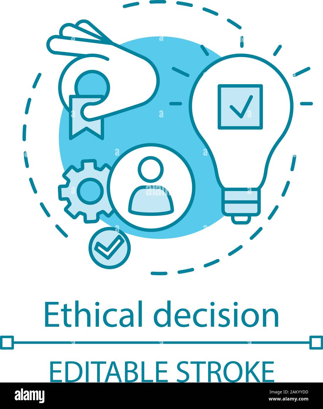 Concept de décision éthique, icône. La résolution de problème moral ...