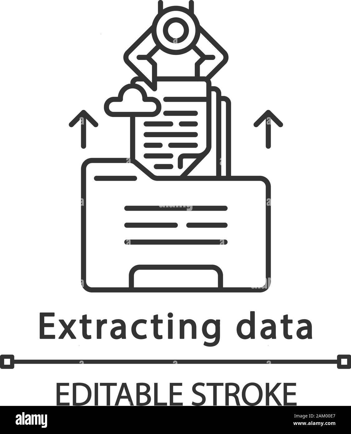 L'extraction des données icône linéaire. La récupération de fichier ...