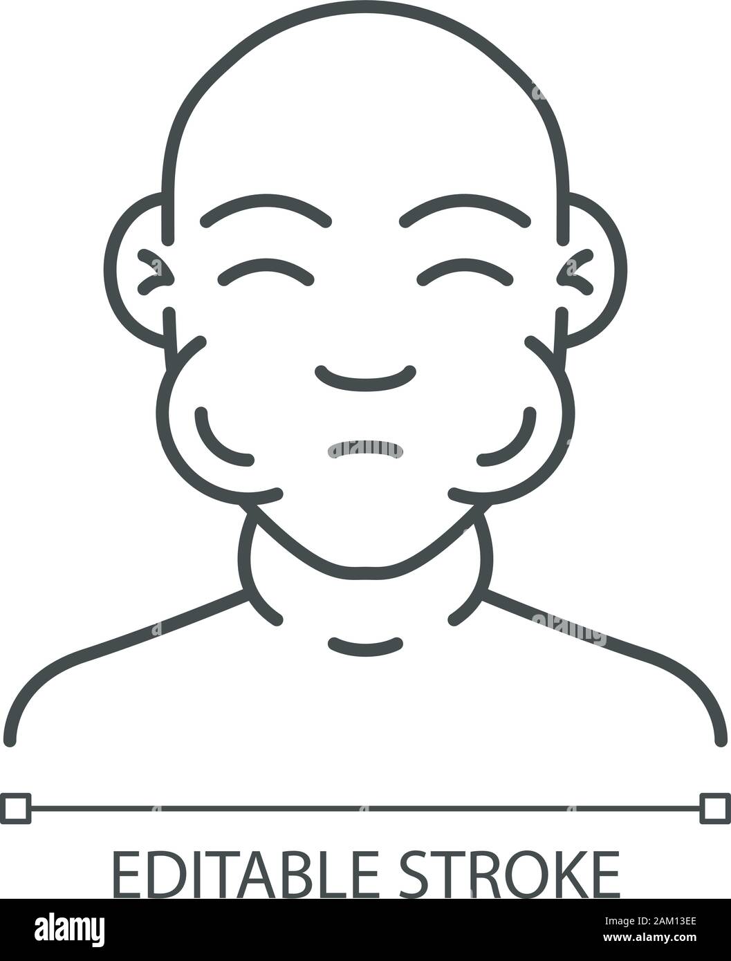 Gonflement du visage vector icône linéaire. Symptômes des allergies ...