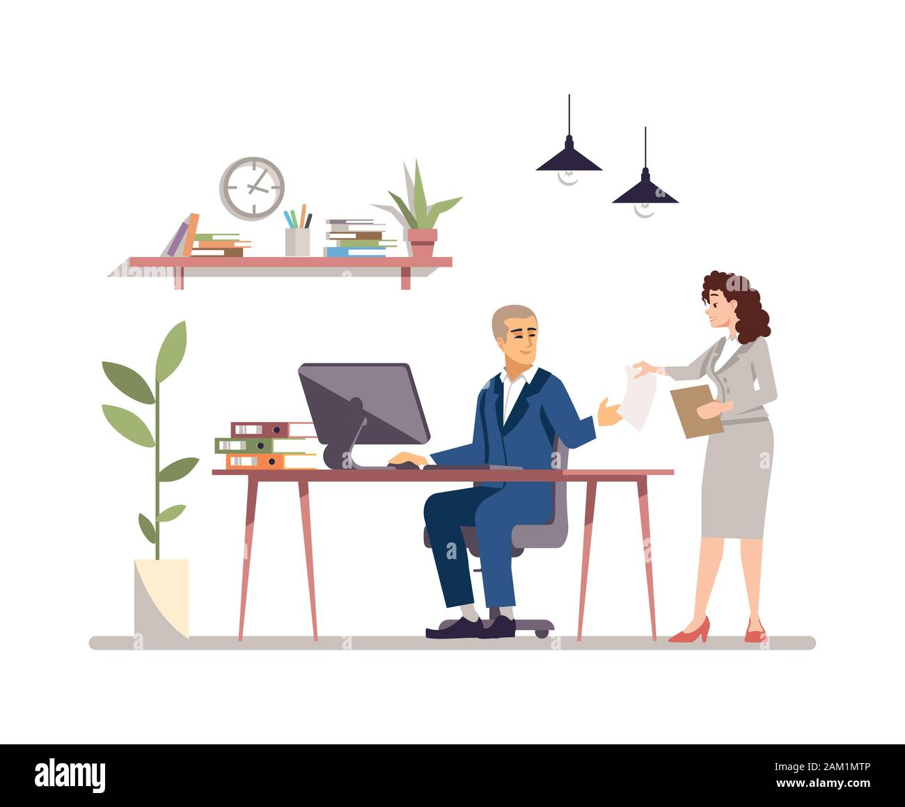 Patron au bureaux appartement illustration. Homme d'affaires ...