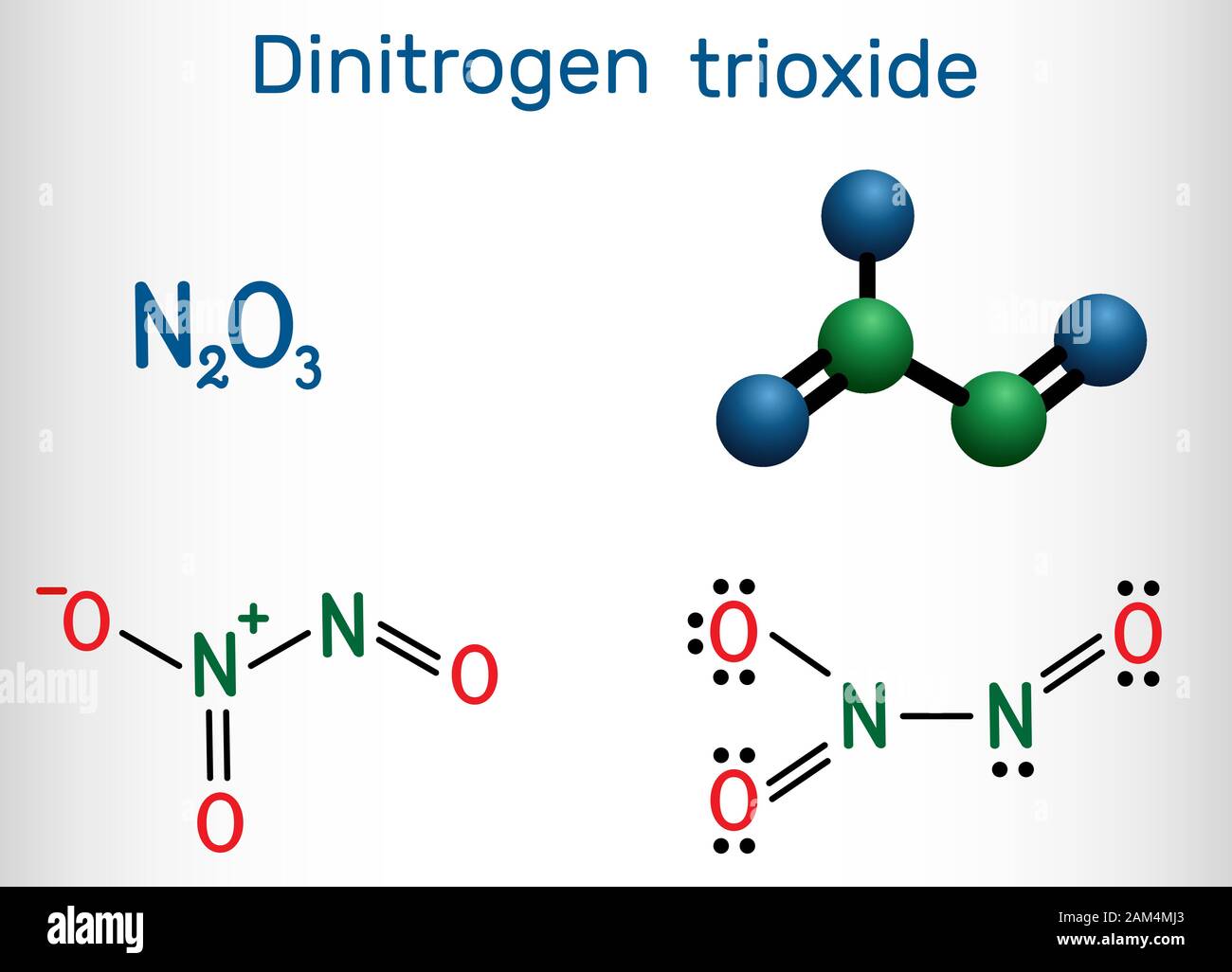 Le trioxyde de diazote , N2O3 molécule. Formule chimique structurale et ...