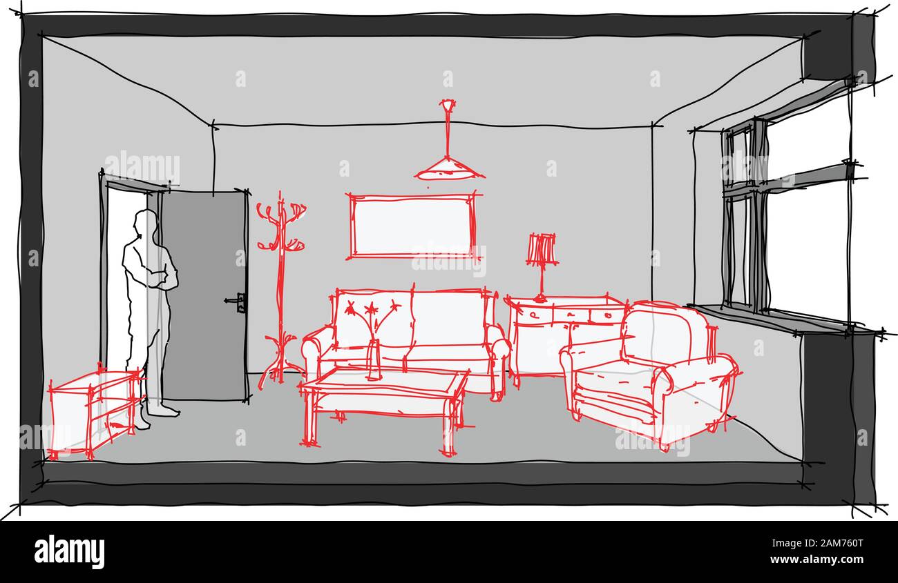 Schéma électrique, section, chambre, fenêtre, porte, la construction, l ...