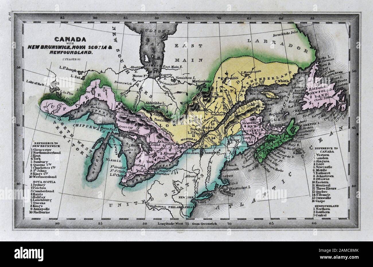 1834 Carey Map of Upper and Lower Canada Ontario Québec Nouvelle-Écosse ...