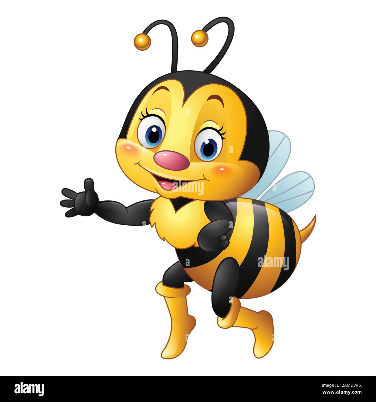 Cute cartoon bee waving Banque de photographies et d’images à haute ...