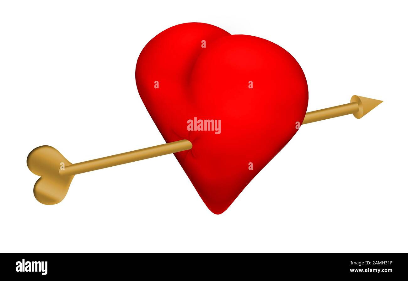 Coeur tridimensionnel percé par une flèche Photo Stock - Alamy