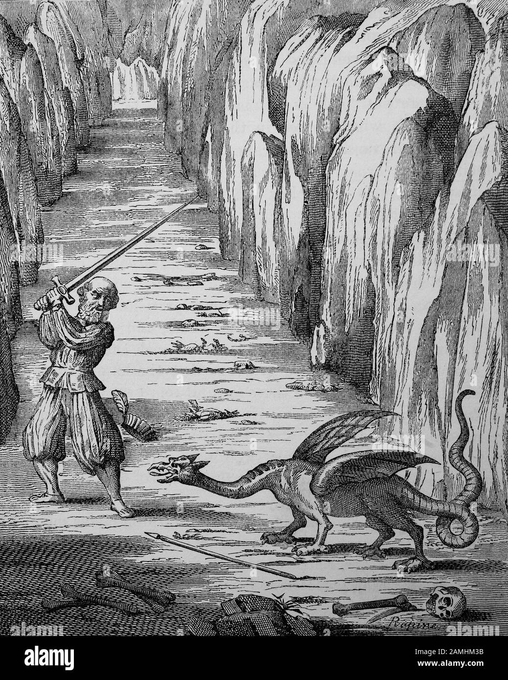 Grotte de dragon noir Banque d'images noir et blanc - Alamy