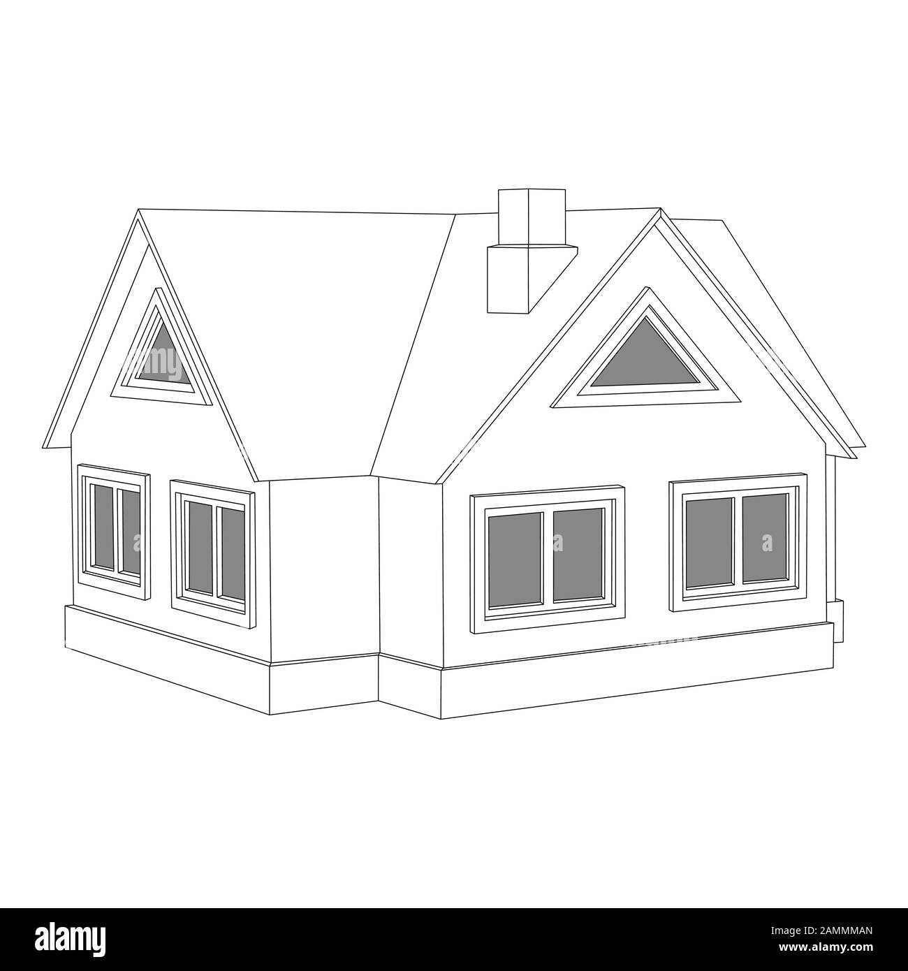 Chalet privé. Dessin de contour Image Vectorielle Stock - Alamy