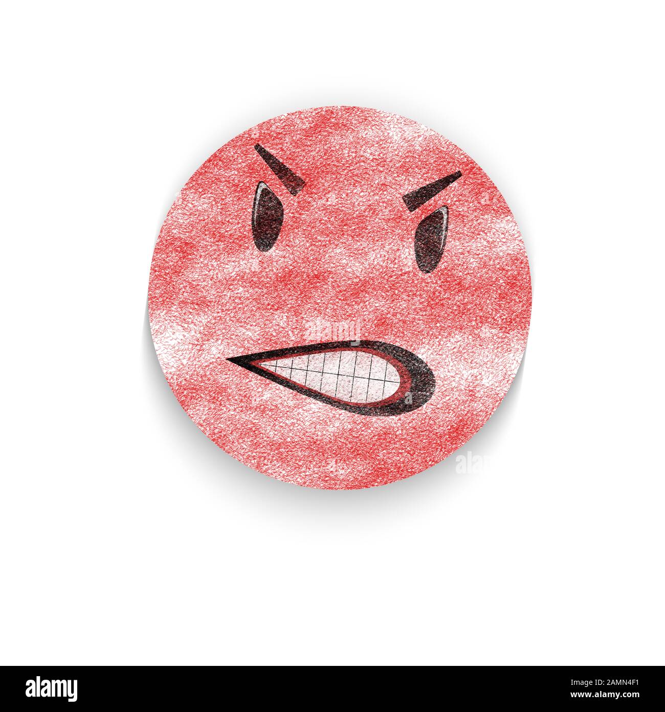 Émoticône rouge face de colère isolée sur fond blanc Photo Stock - Alamy